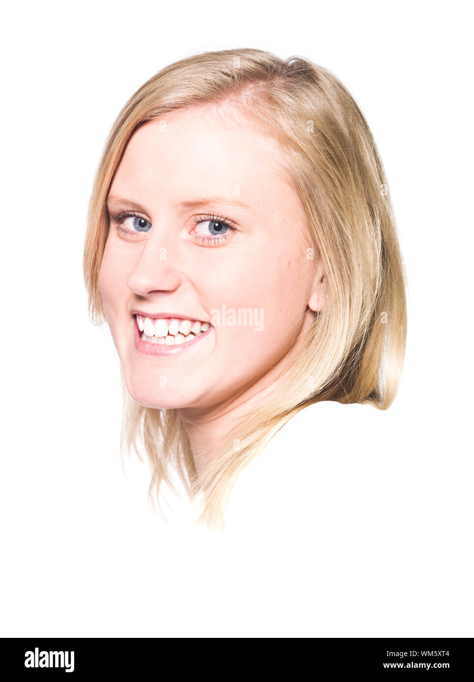Girl with a Toothy Smile isolated on a white background Stock Photo - Alamy