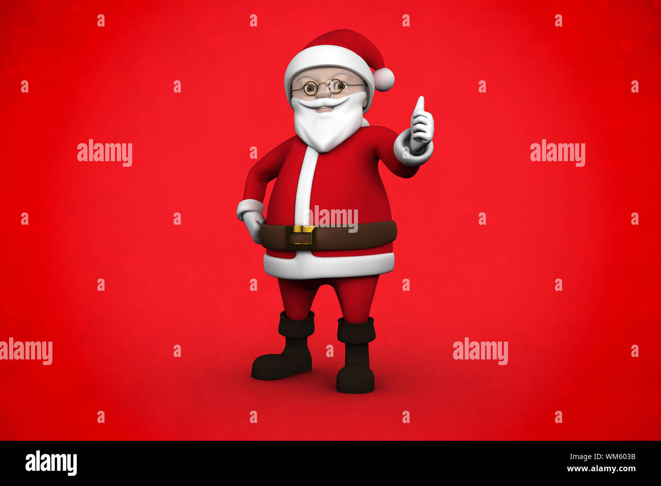 Cute cartoon santa claus against red background Stock Photo - Alamy