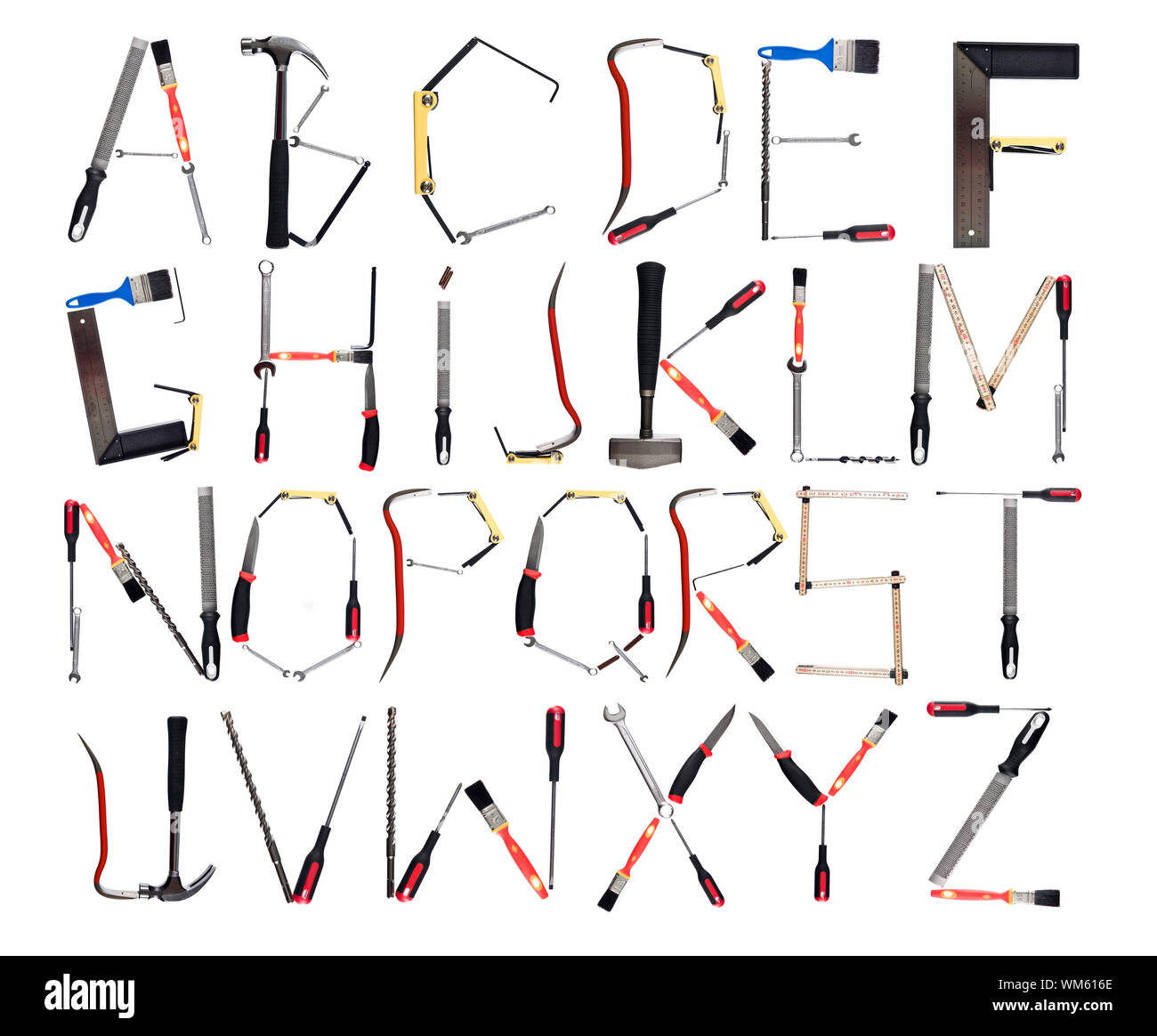 Tools forming the alphabet isolated against a white background Stock ...