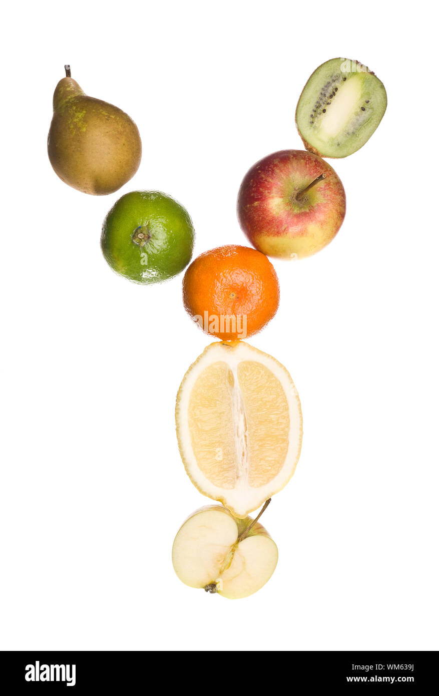 The letter 'Y' made out of fruit isolated on a white background Stock ...