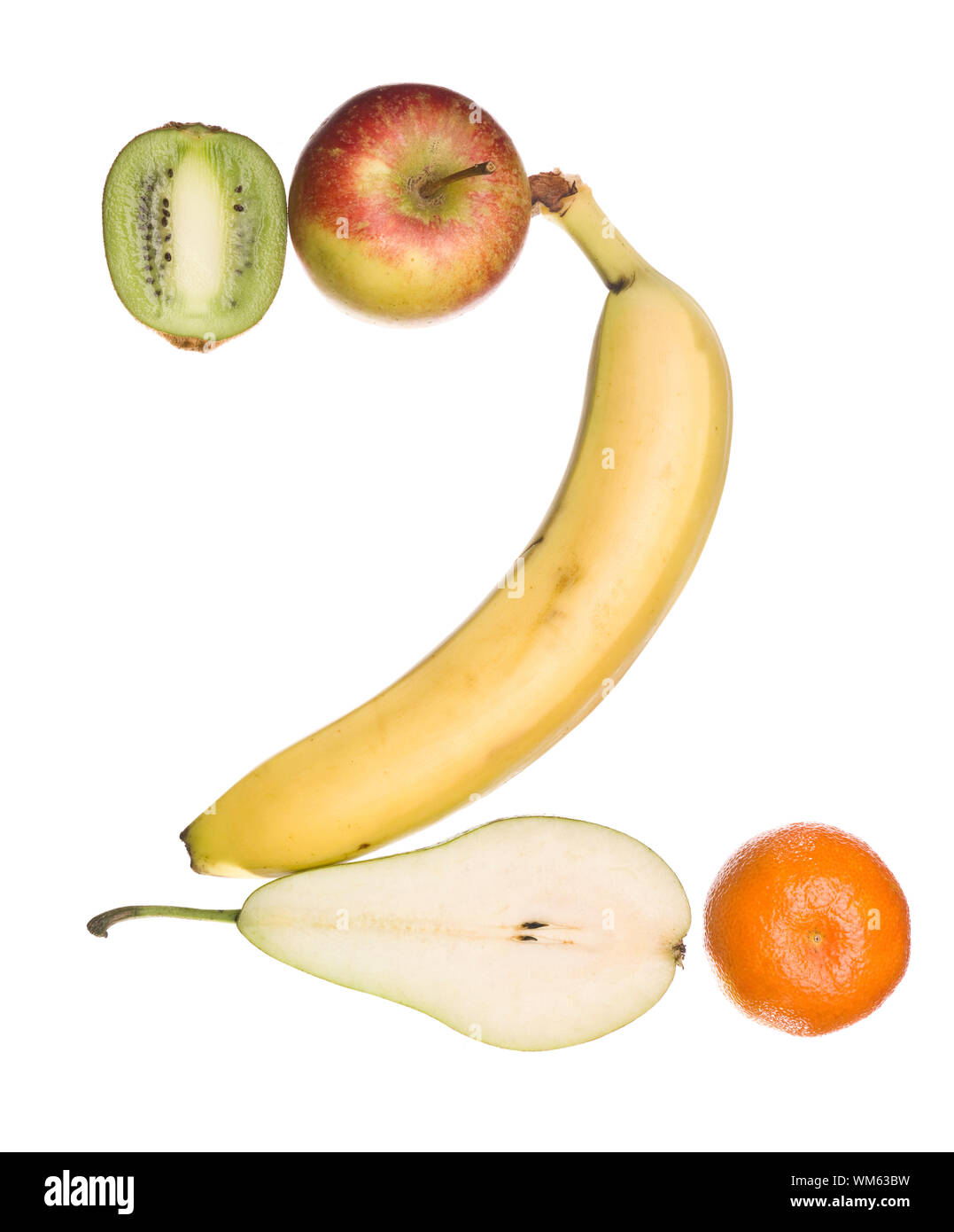 The number '2' made out of fruit isolated on a white background Stock ...