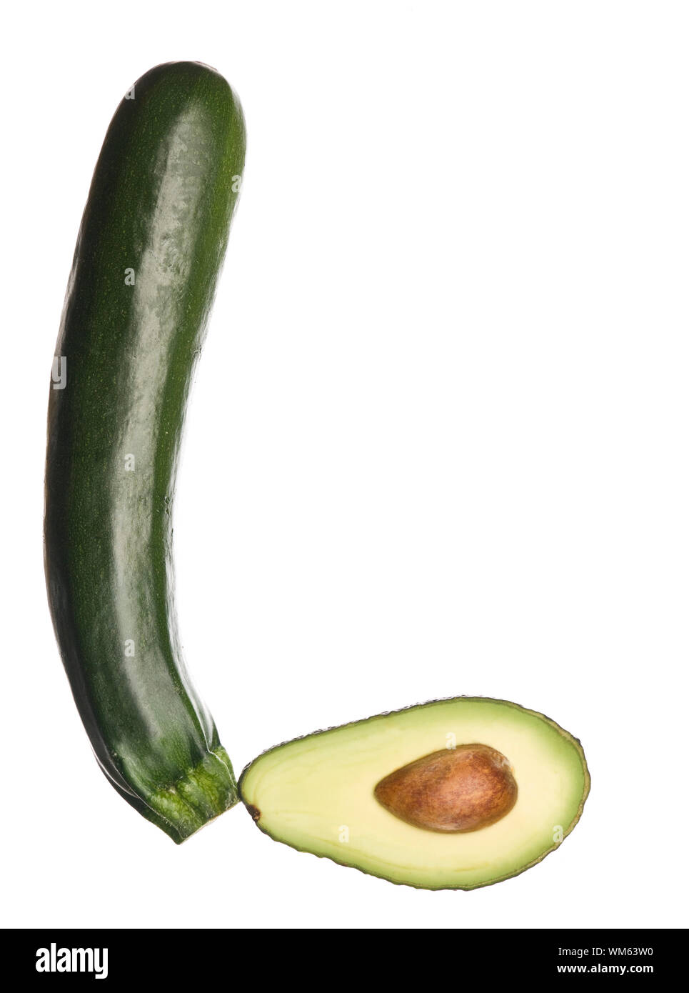 The letter 'L' made out of vegetables isolated on a white background ...