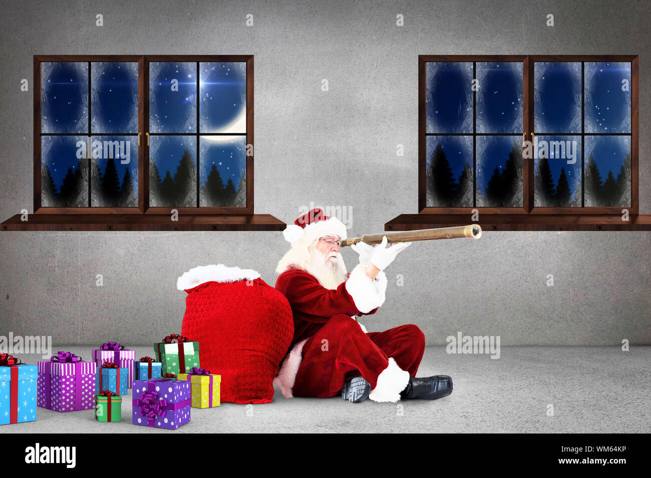 Santa claus looking through window hi-res stock photography and images ...