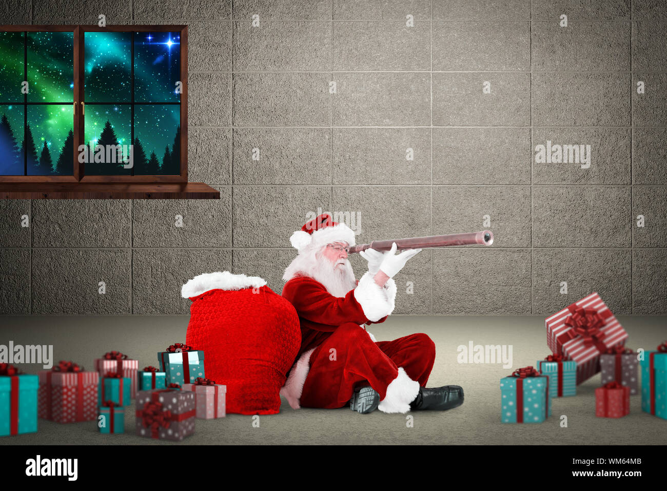 Santa claus looking through window hi-res stock photography and images ...