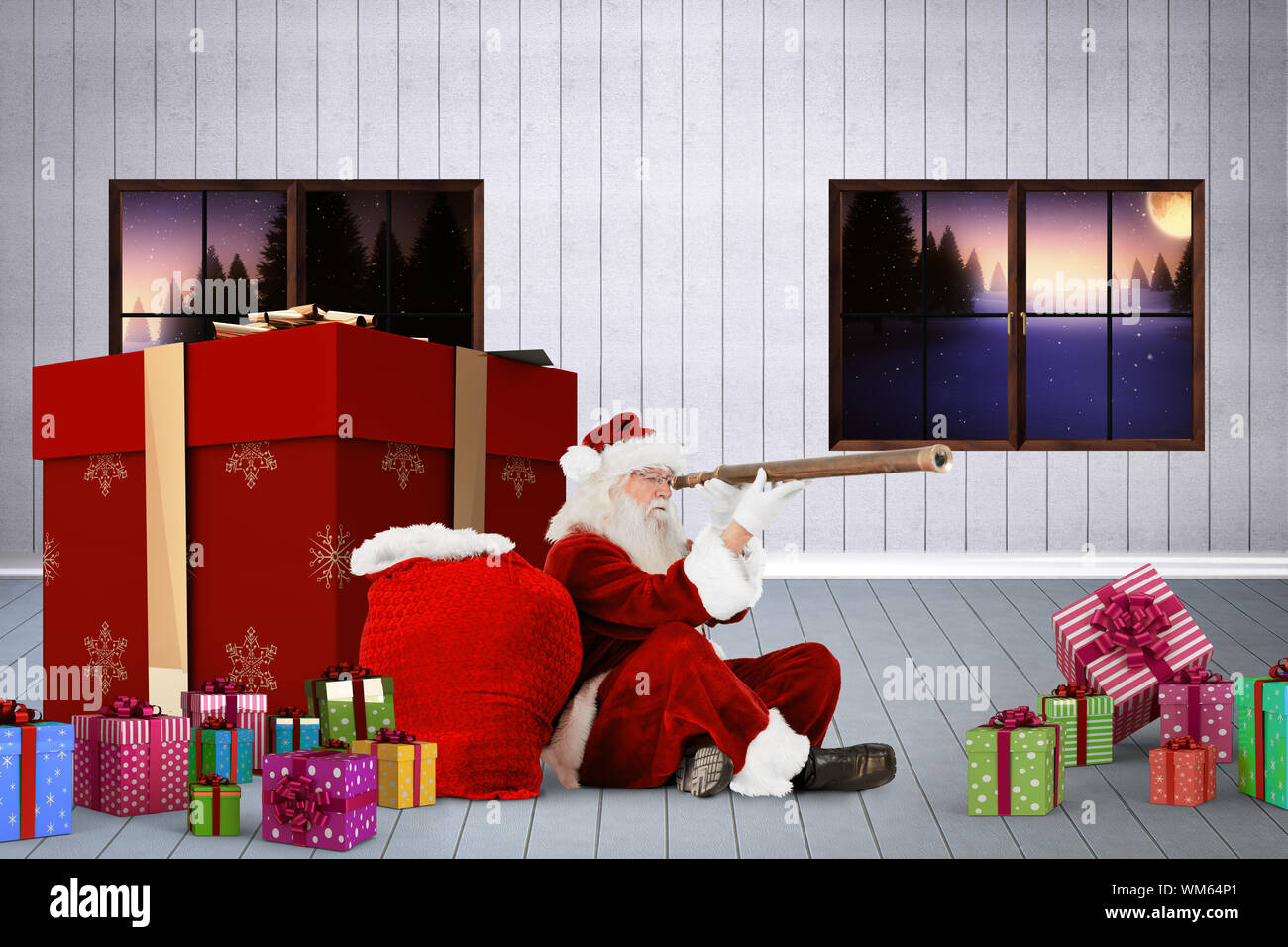 Santa claus looking through window hi-res stock photography and images ...