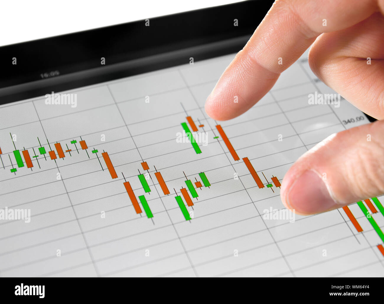 Stock chart display finger touching hi-res stock photography and images ...