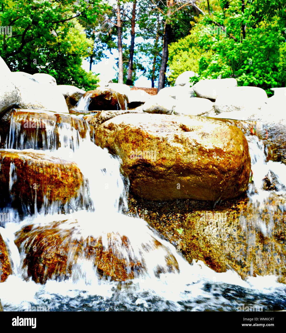 Water Falling On Rocks Stock Photo - Alamy