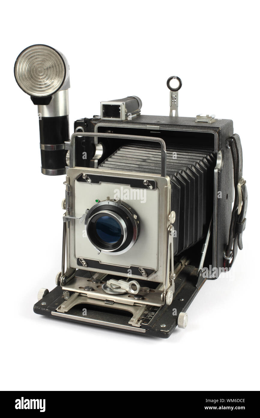 Photo of an antique 4x6-inch camera isolated on white background ...