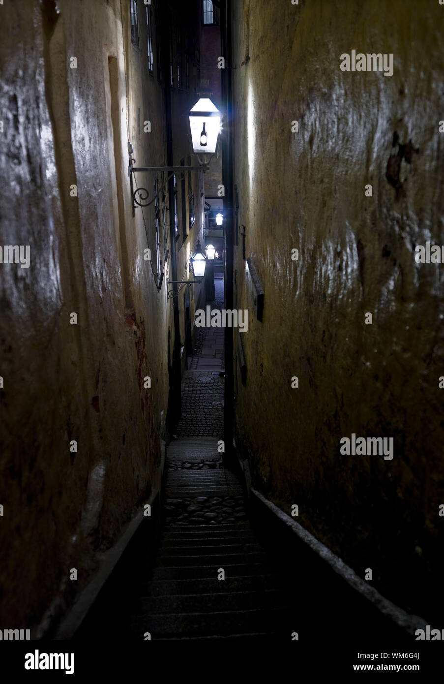Colorful back alley in the old town of Stockholm Stock Photo - Alamy