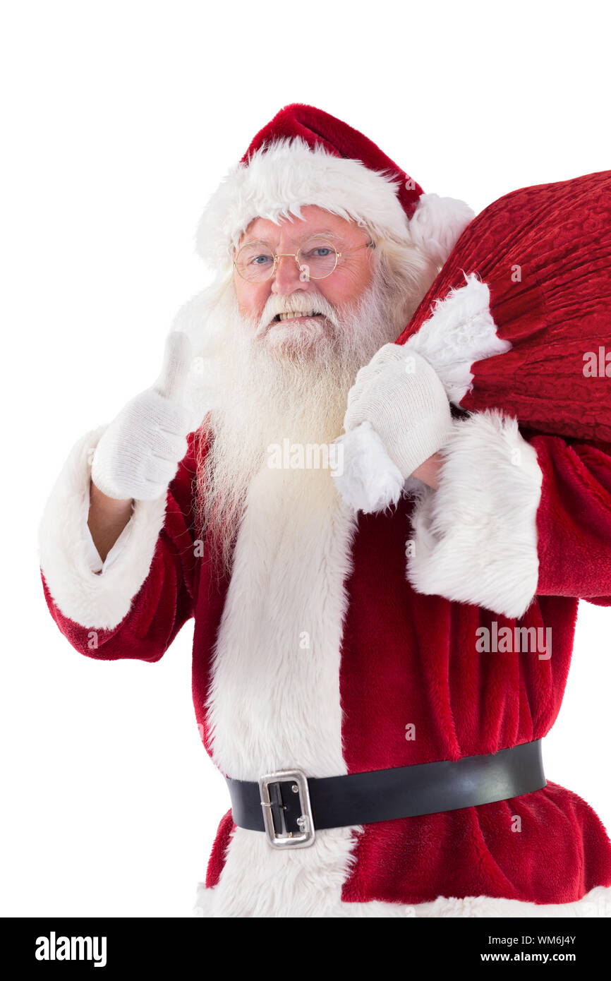 Santa likes to carry his sack on white background Stock Photo - Alamy