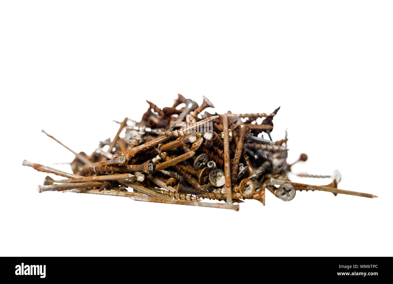 Pile of rusty nails isolated on white background Stock Photo - Alamy