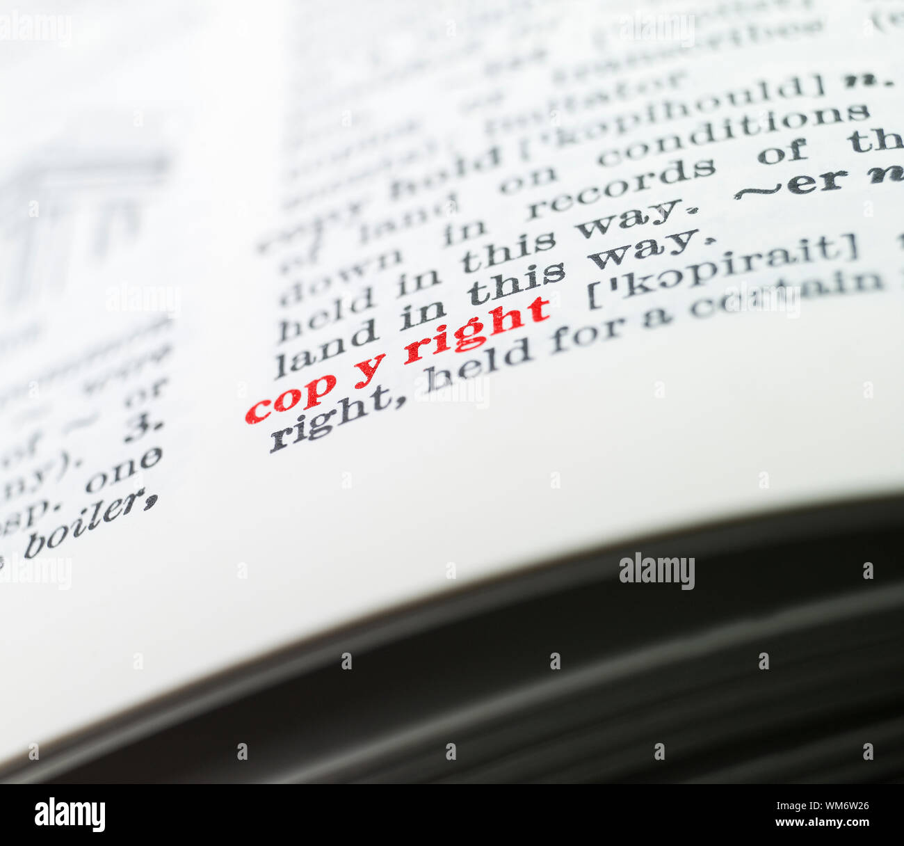 The word 'copyright' highlighted in a dictionary Stock Photo - Alamy