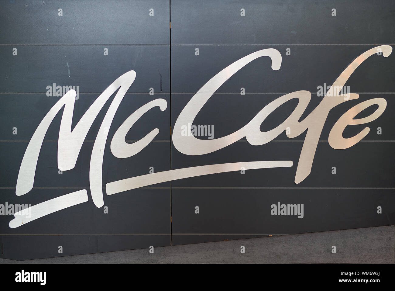 DUBAI, UAE - CIRCA FEBRUARY, 2019: close up shot of McCafe sign Stock ...