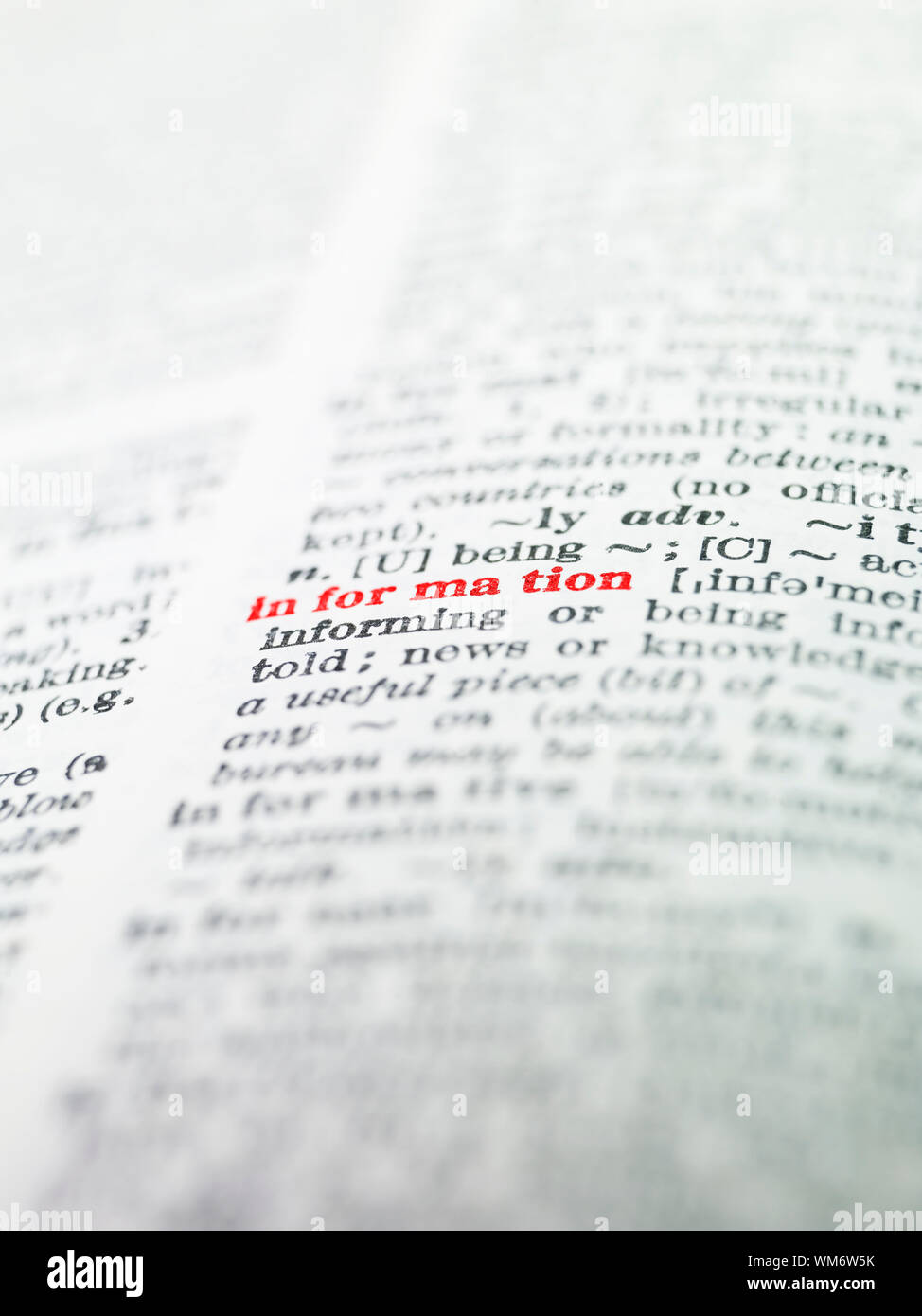The word 'information' highlighted in a dictionary Stock Photo - Alamy
