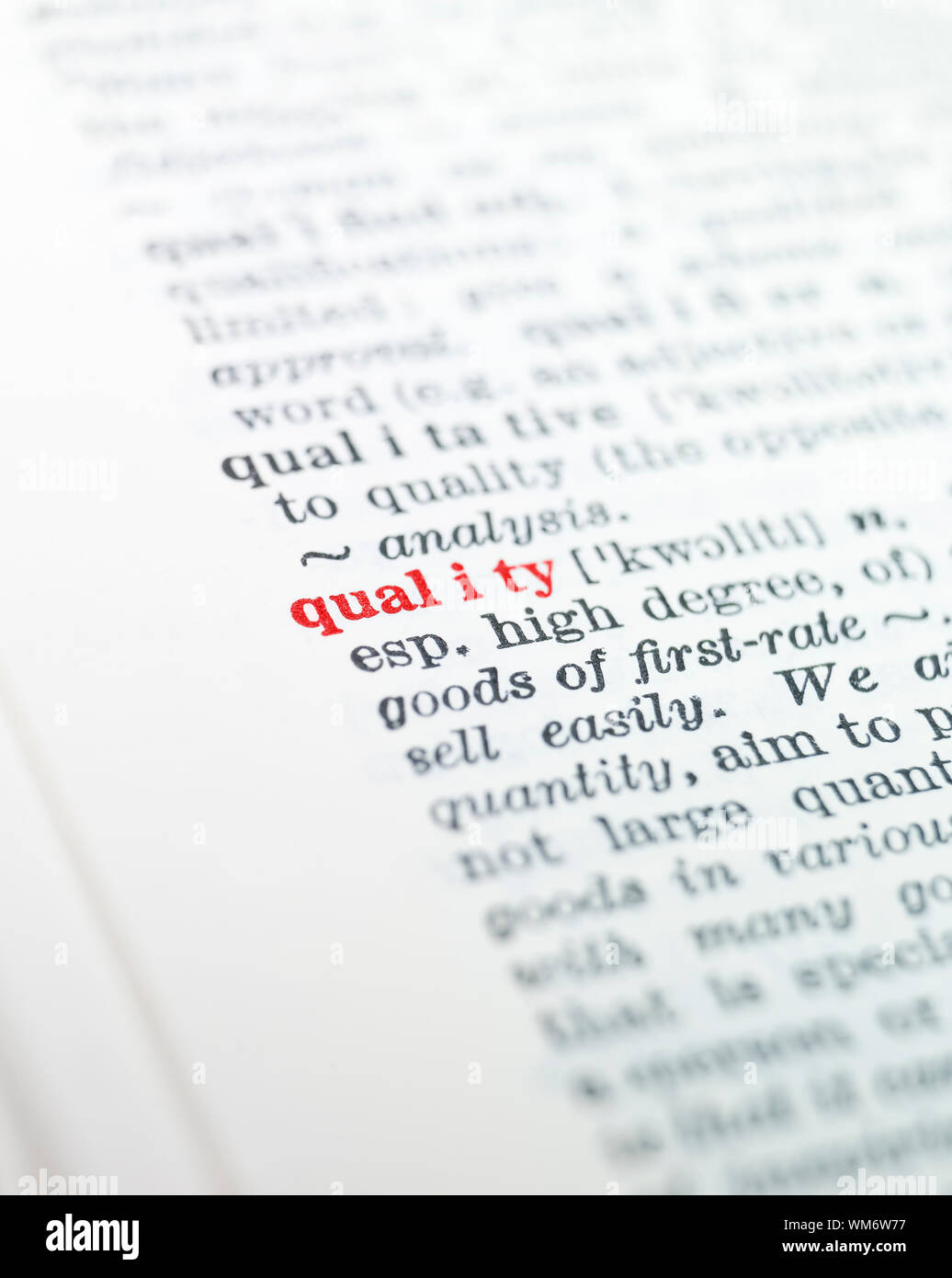 Definition word quality highlighted in hi-res stock photography and ...