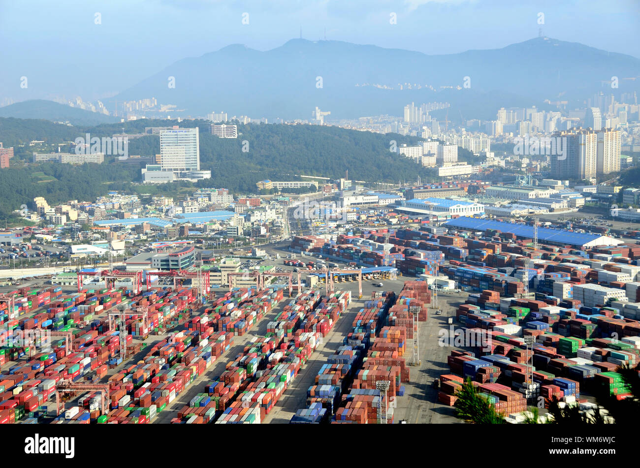A general view of the large containers port of Busan City, South Korea ...