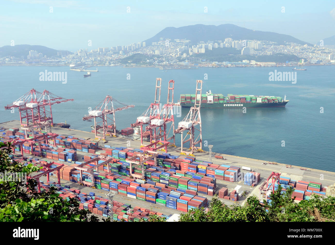 A general view of the large containers port of Busan City, South Korea ...
