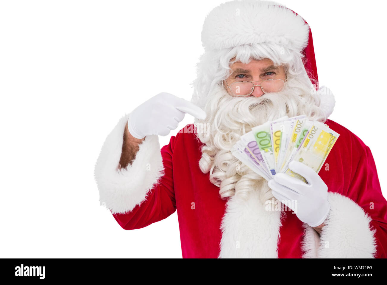 Happy santa claus showing cash hi-res stock photography and images - Alamy