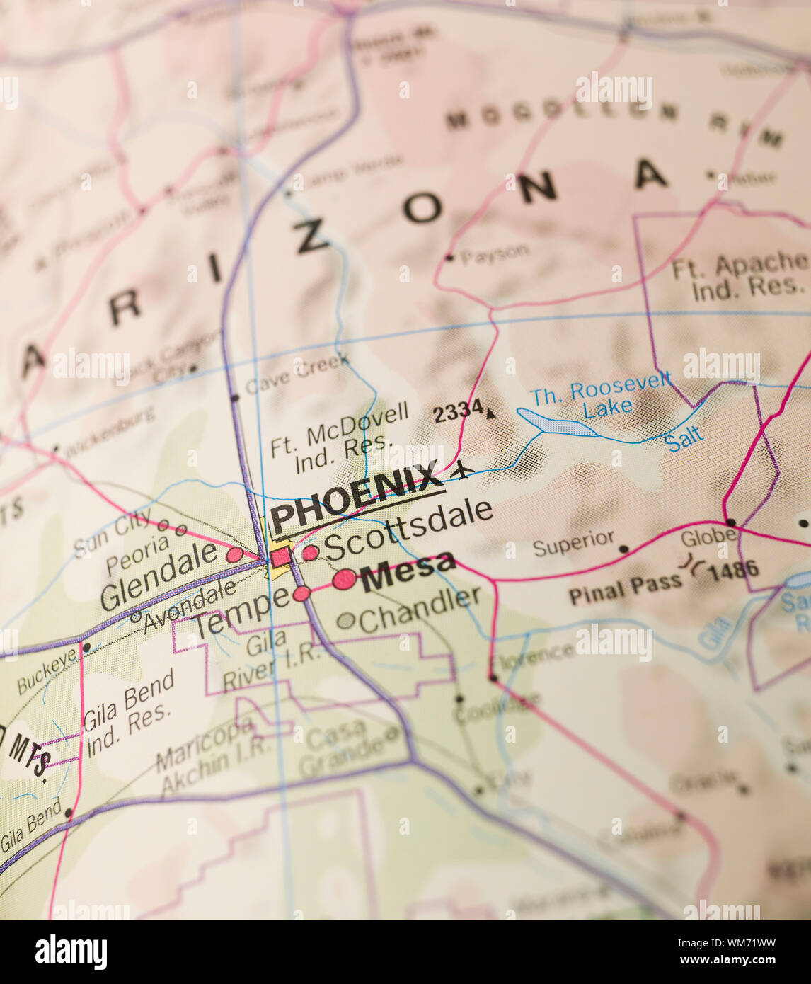 Map of Phoenix in Arizona Stock Photo - Alamy
