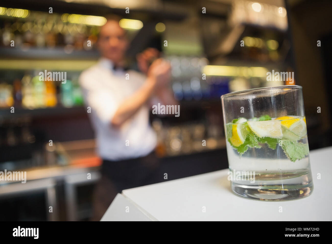 Close up of a mojito at bar counter in a bar Stock Photo - Alamy