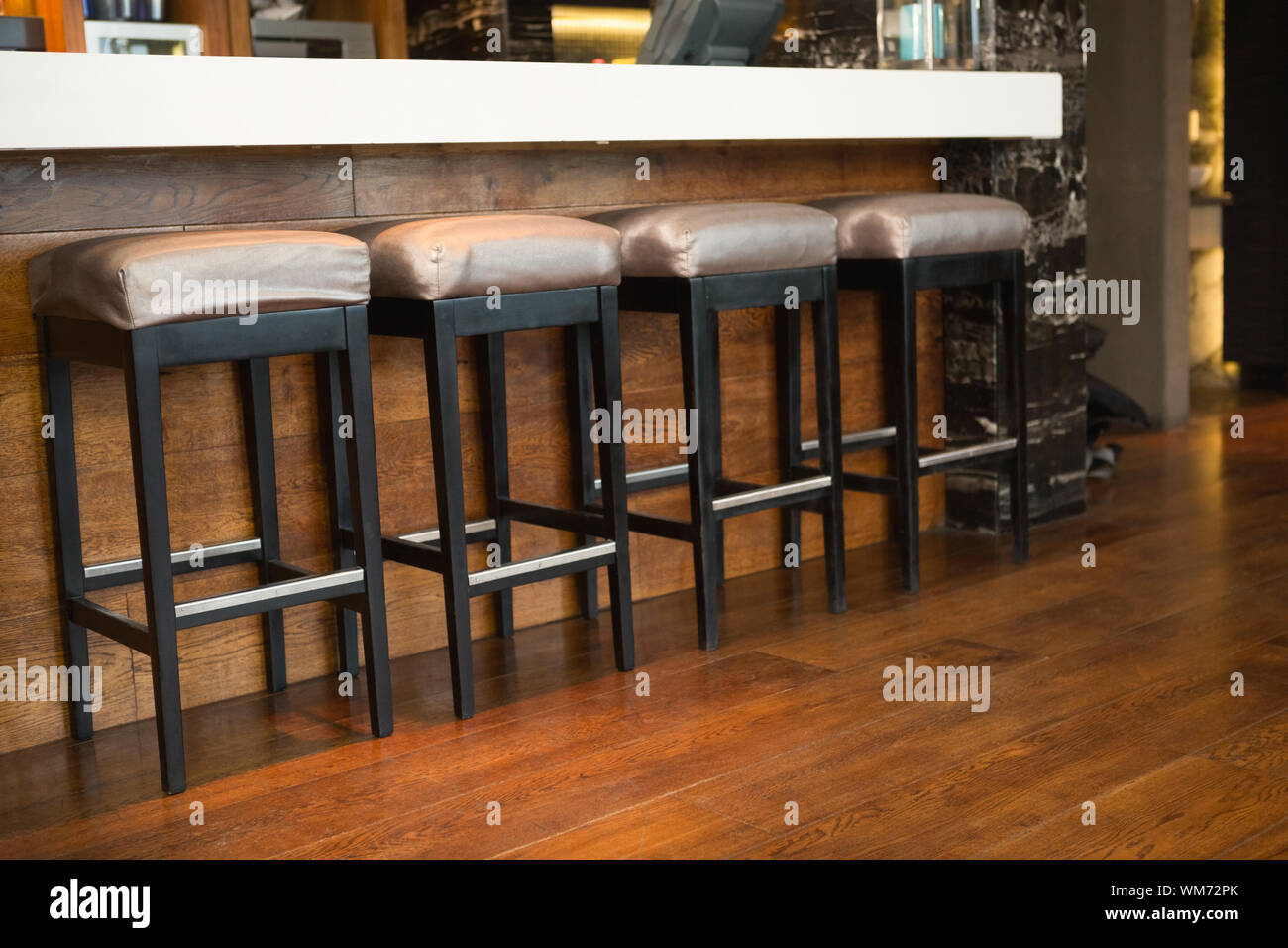 Close up of several bar stool at the nightclub Stock Photo - Alamy