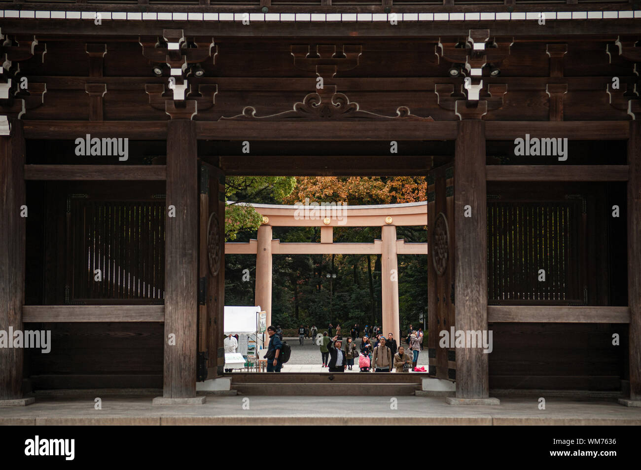 DEC 5, 2018 Tokyo, Japan - Meiji Jingu Shrine Historic Wooden Torii ...