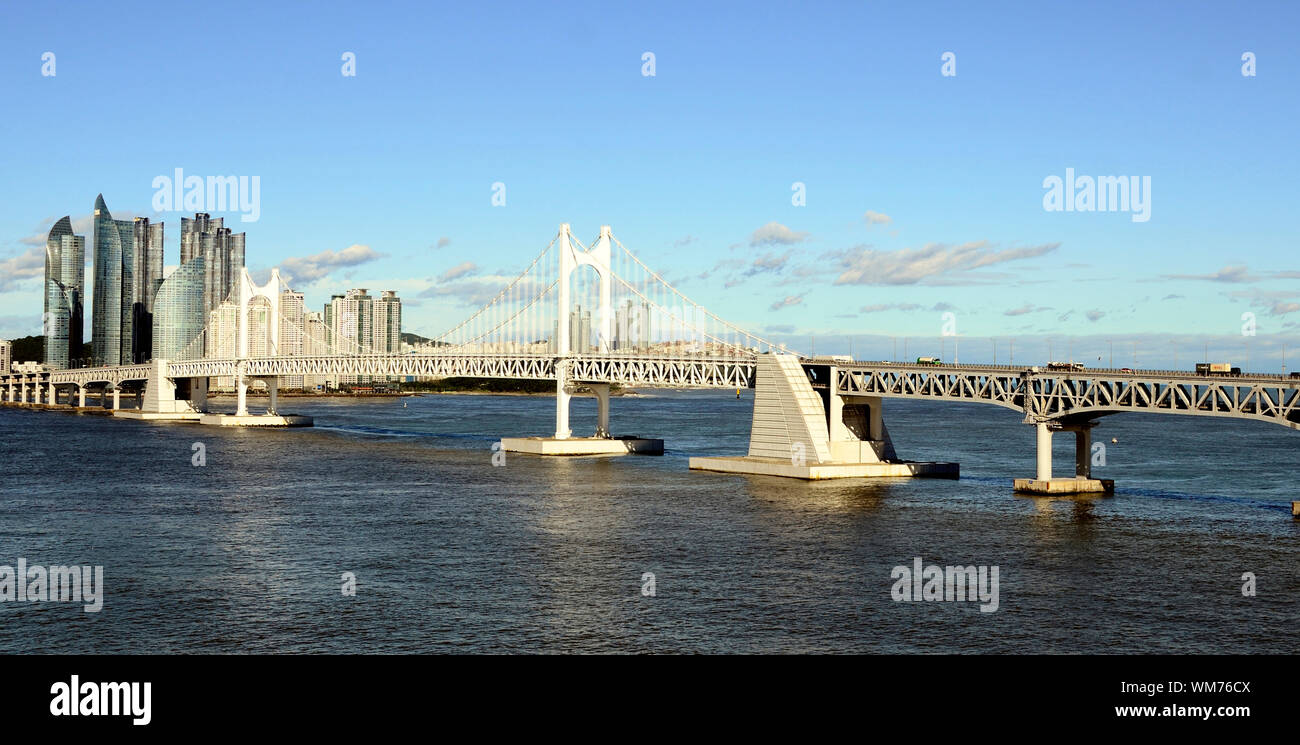 Gwangan Bridge in Busan, South Korea is the second longest in the ...