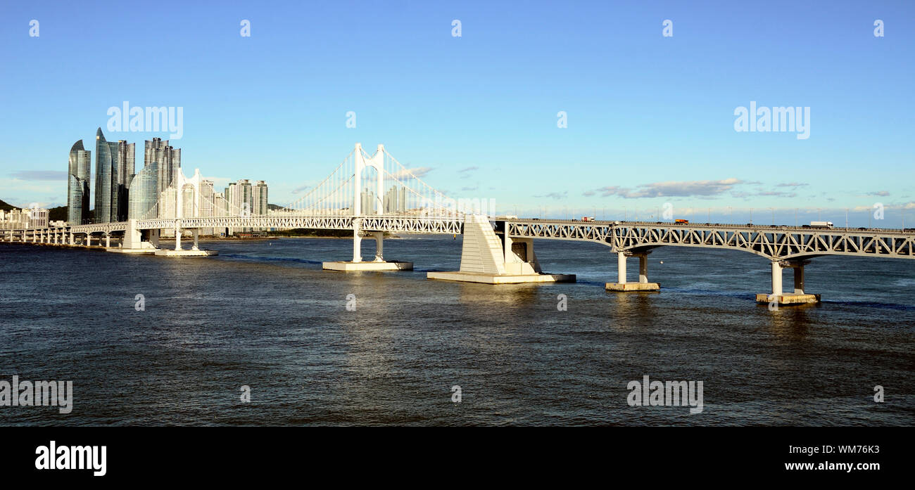 Gwangan Bridge in Busan, South Korea is the second longest in the ...
