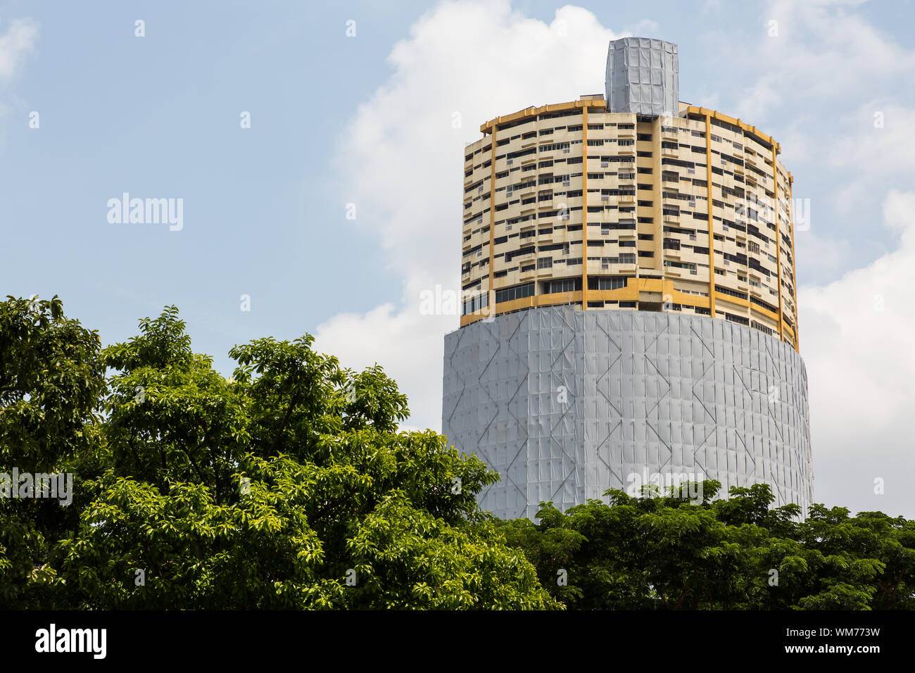 Brutalist architecture of Pearl Bank is been covered up to be demolish ...