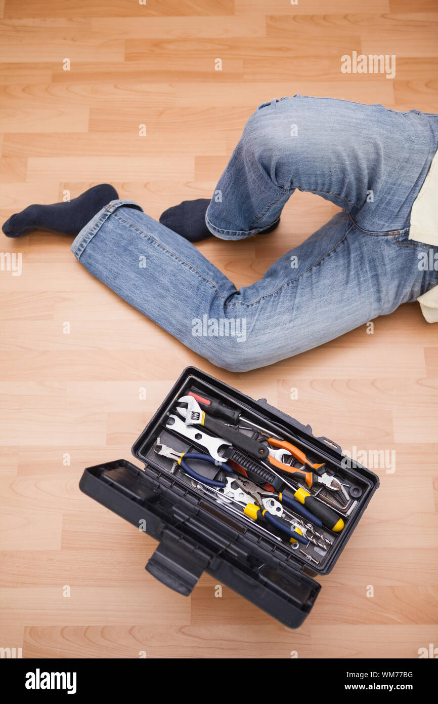 Toolbox on wooden floor hi-res stock photography and images - Alamy