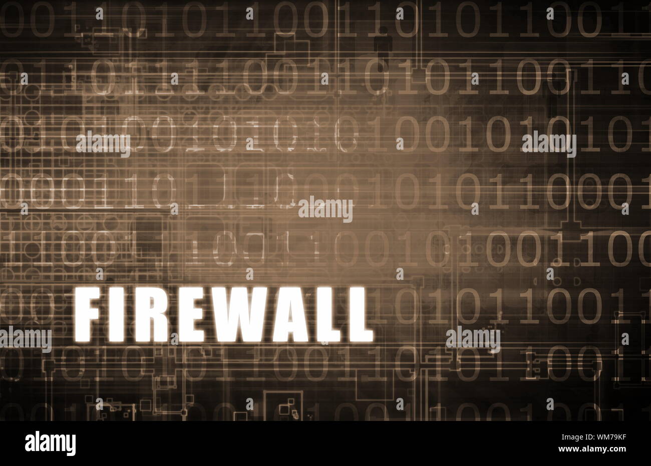 Firewall on a Digital Binary Warning Abstract Stock Photo - Alamy