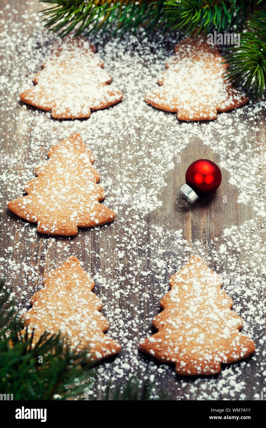 Christmas cookies with white icing Stock Photo - Alamy