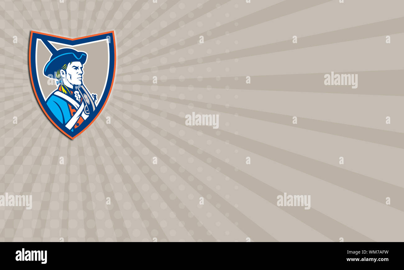 Business card showing illustration of an american patriot looking to ...