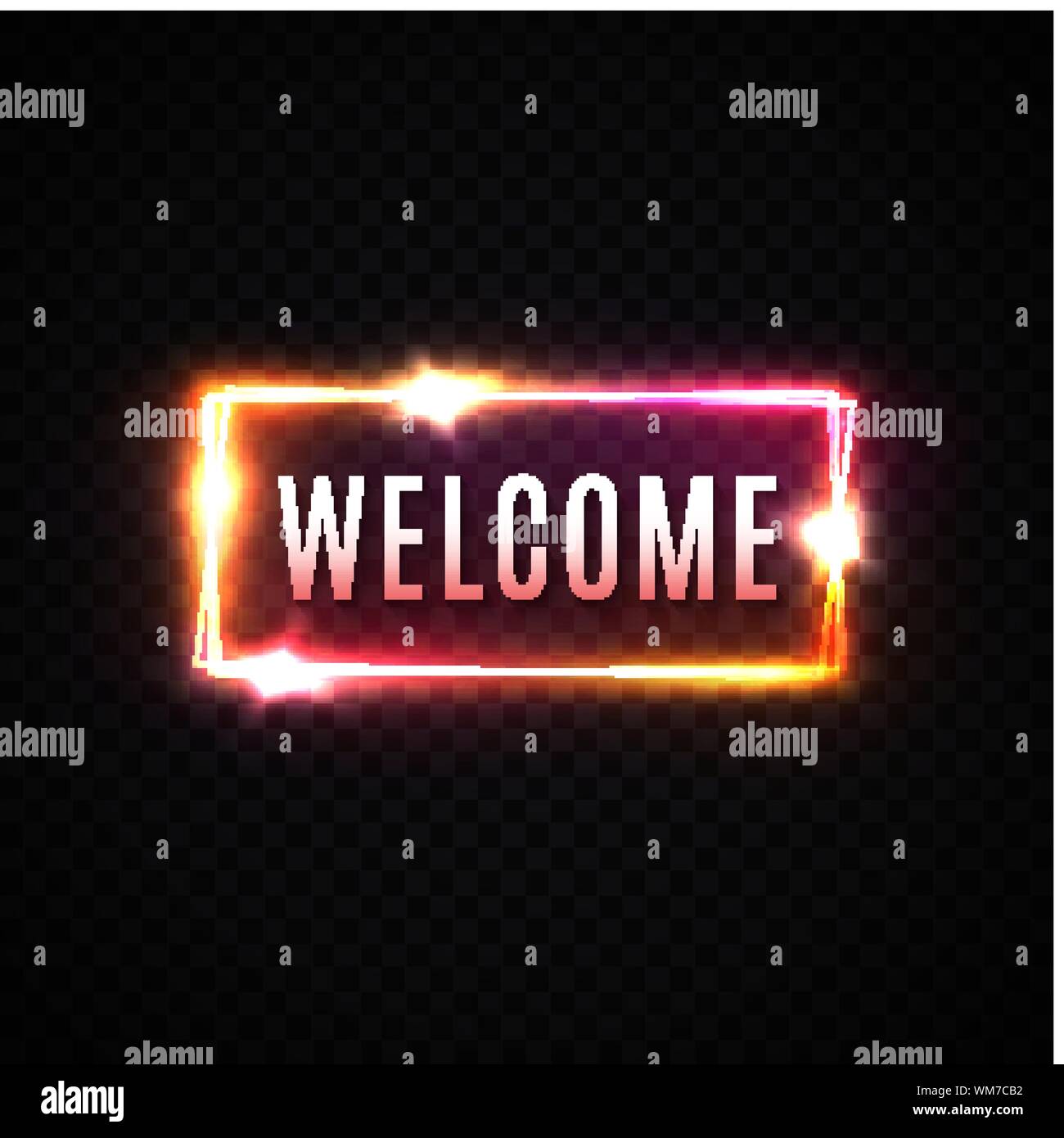 Neon Welcome sign on dark transparent background Stock Vector Image ...