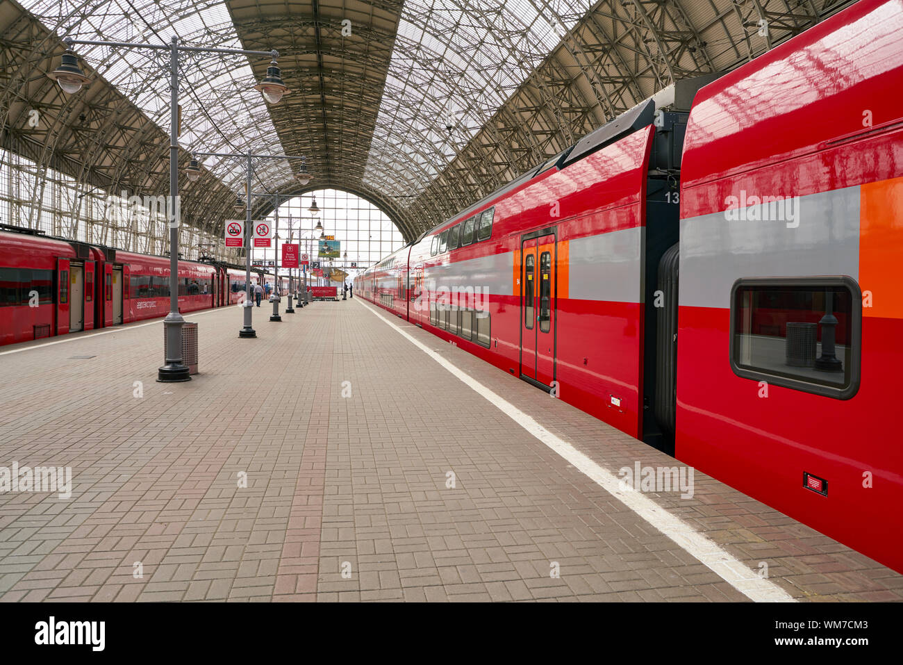MOSCOW, RUSSIA - CIRCA MAY, 2018: Aeroexpress Train in Kiyevsky vokzal ...