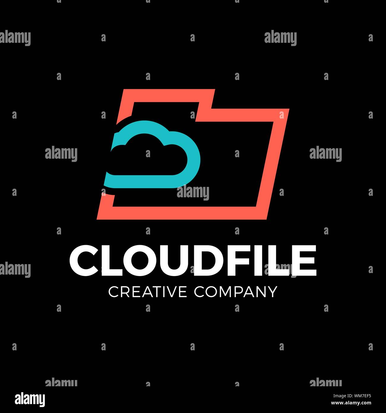 Cloud file logotype storage with document or folder icon Stock Vector ...