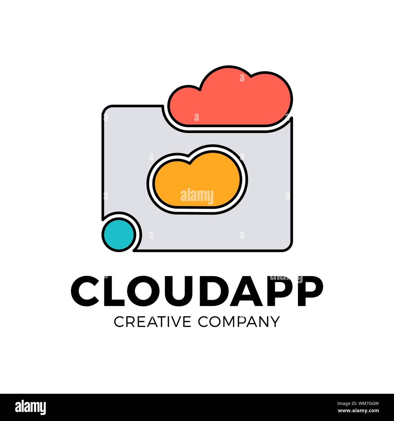 Cloud file logotype storage with document or folder icon Stock Vector ...