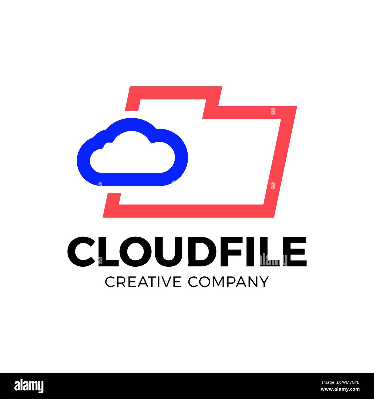 Cloud file logotype storage with document or folder icon Stock Vector ...