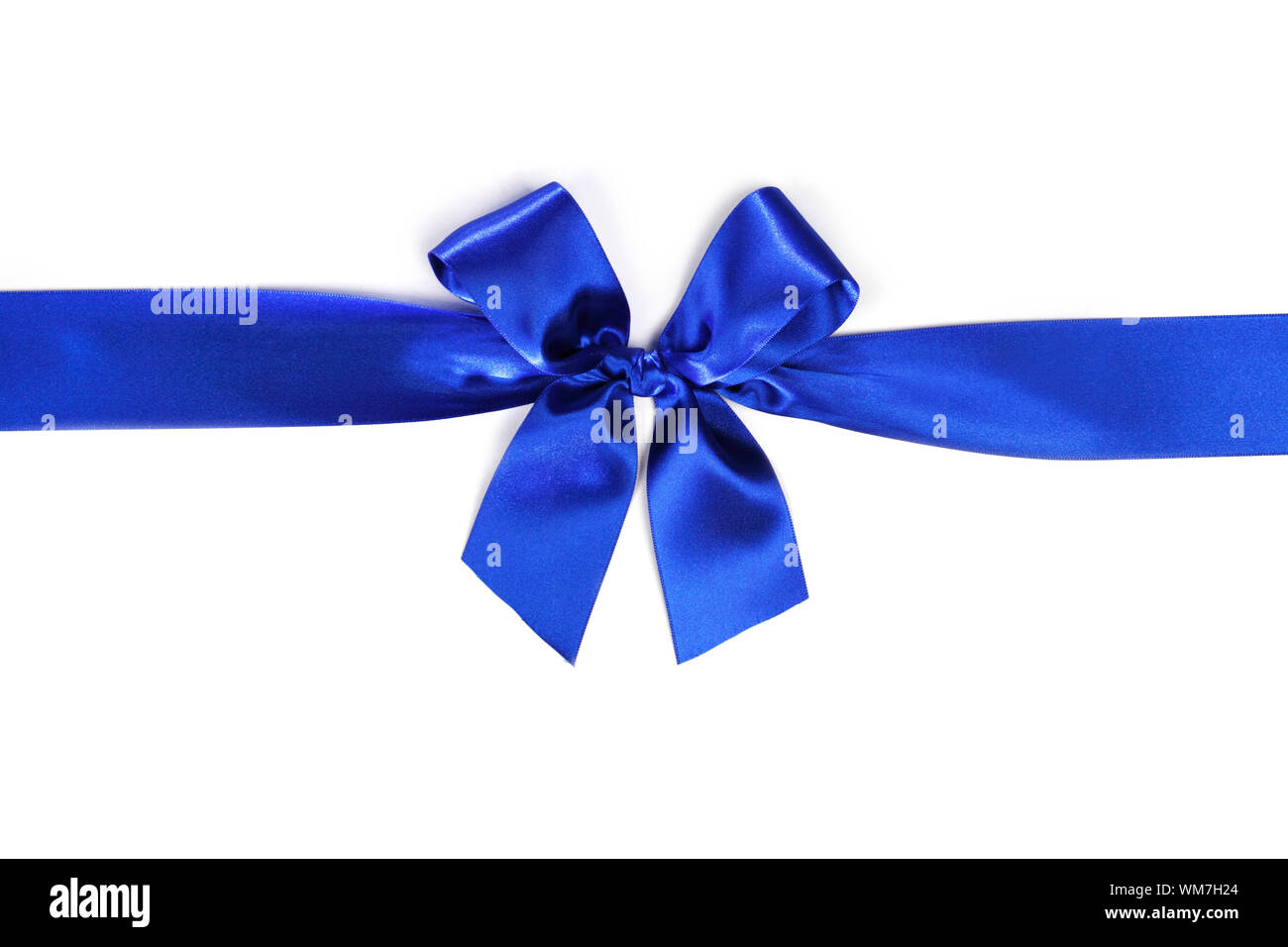 Shiny blue satin ribbon and bow isolated on white background Stock ...