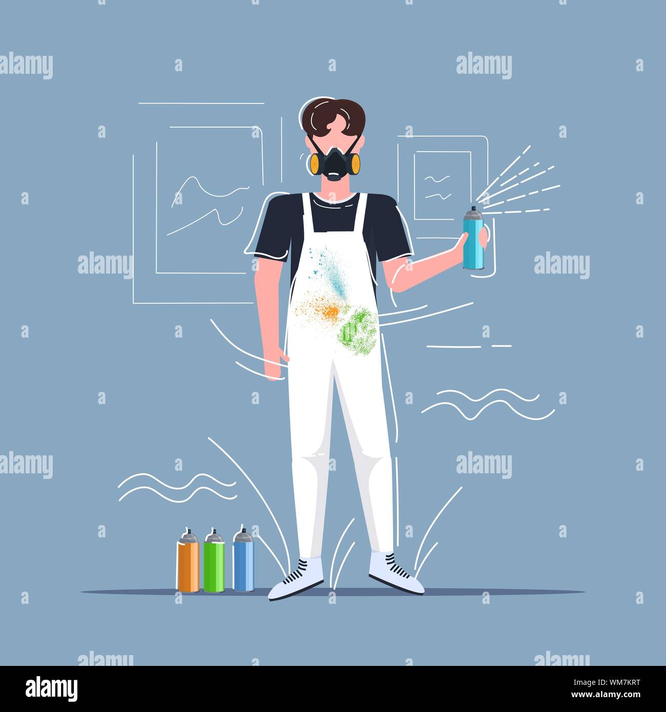 Man in overalls full length Stock Vector Images - Alamy