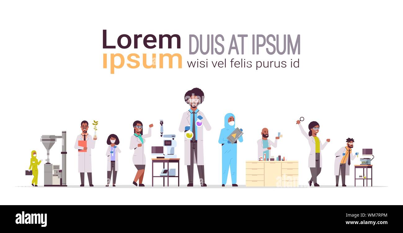 set different scientific researchers making experiments in laboratory ...