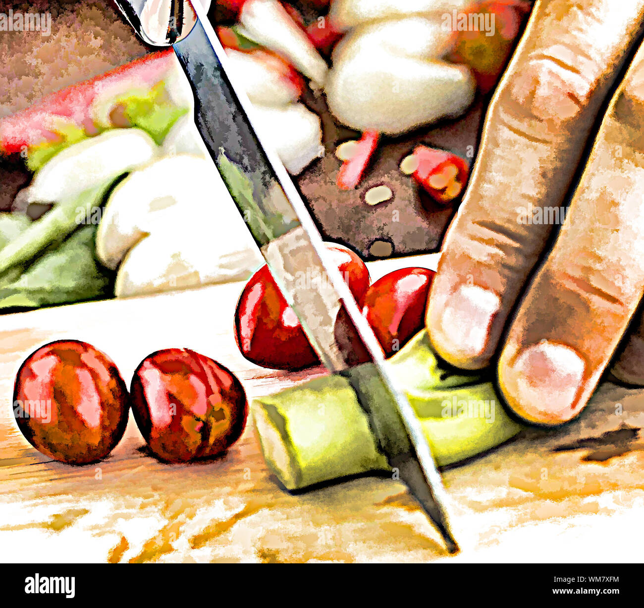 Chopping Vegetables Indicating Fresh Food And Eat Stock Photo - Alamy