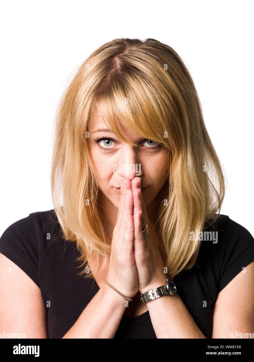 Portrait of a terrified woman Stock Photo - Alamy