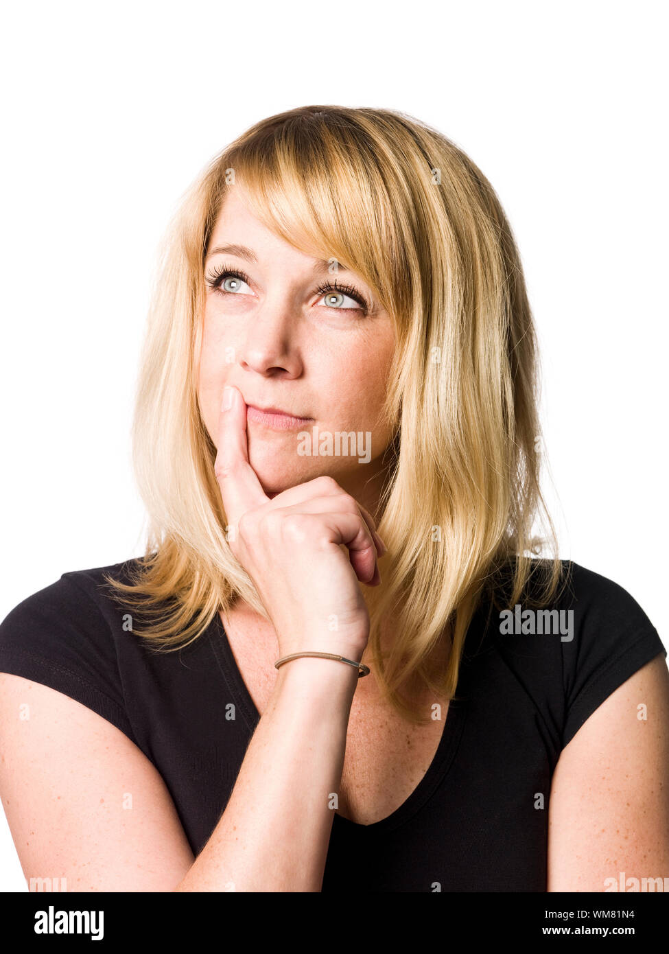 Portrait of a thinking woman Stock Photo - Alamy