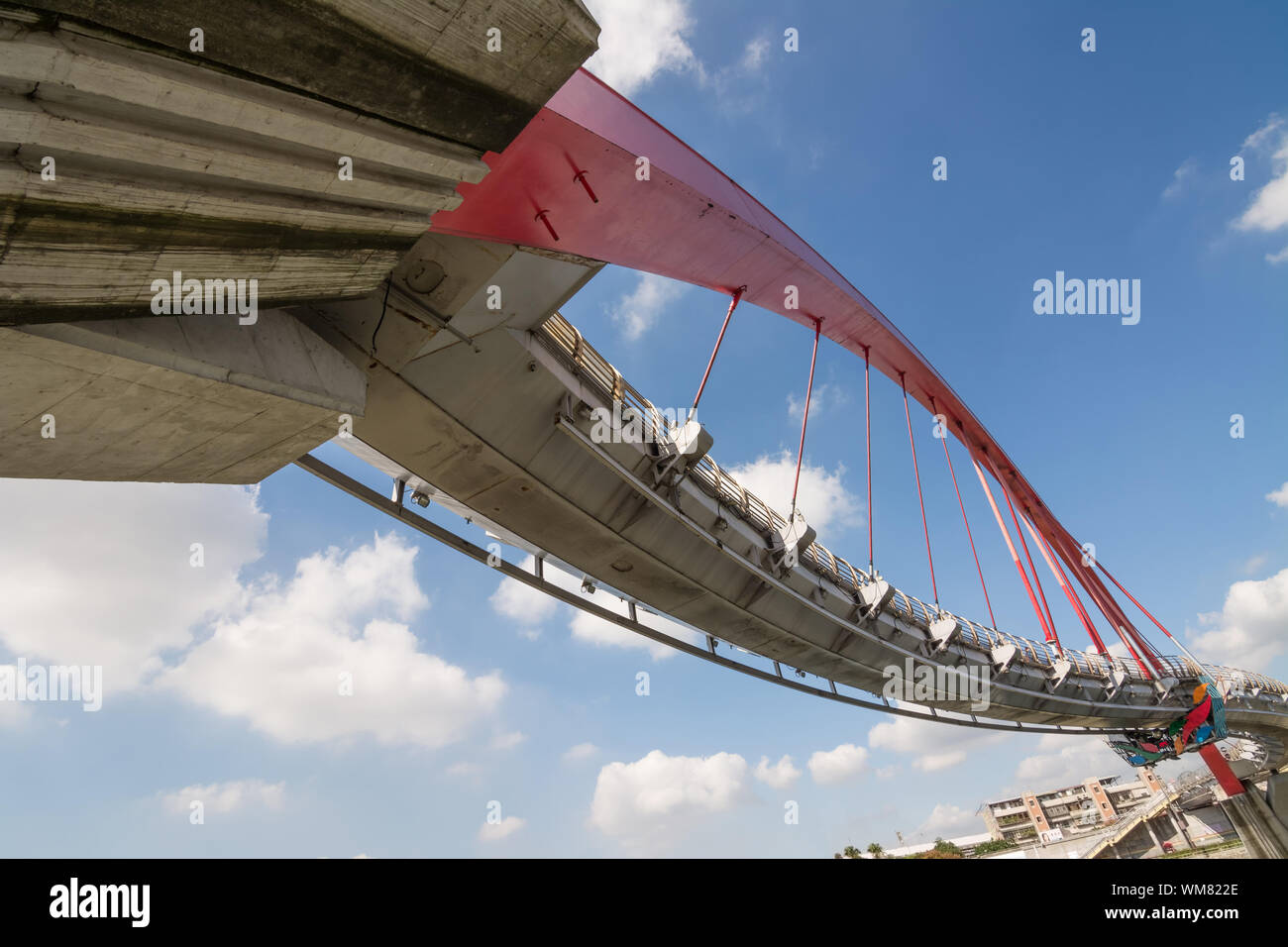 Landmark of Taipei, the famous rainbow bridge at songshan district, in ...