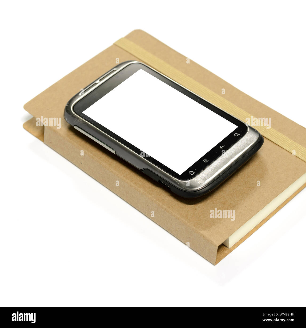 used smartphone with note book Stock Photo - Alamy