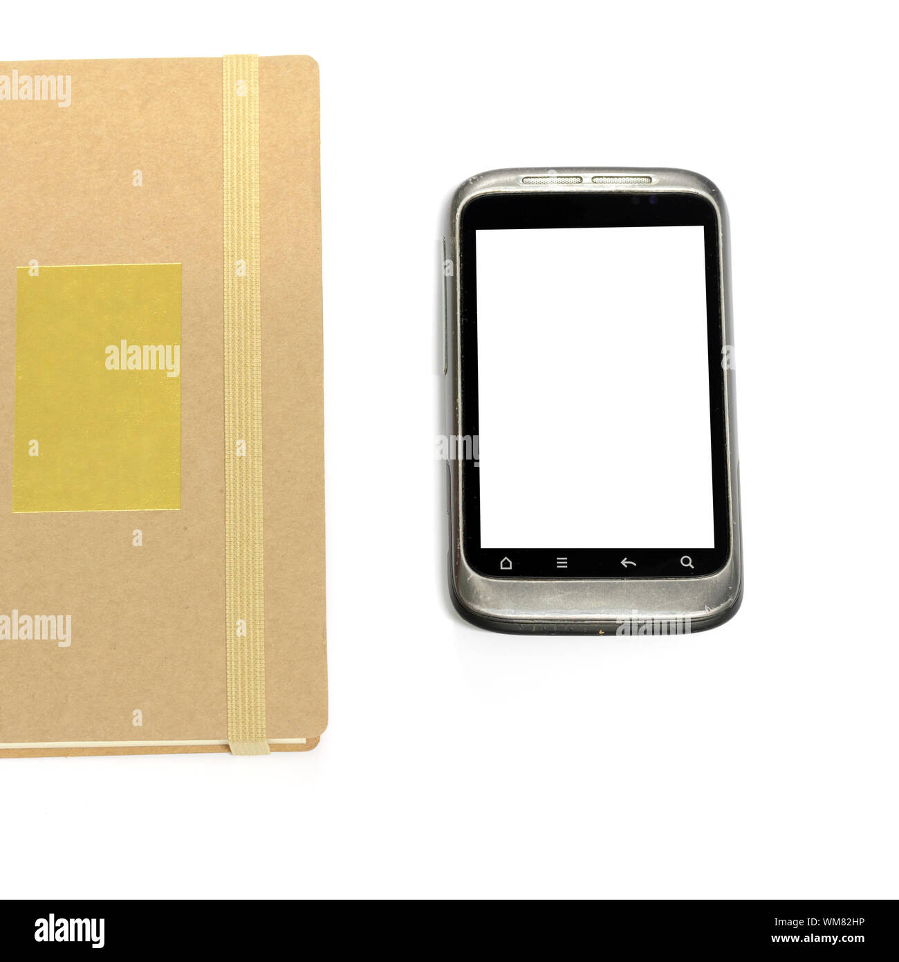 used smartphone with note book Stock Photo - Alamy