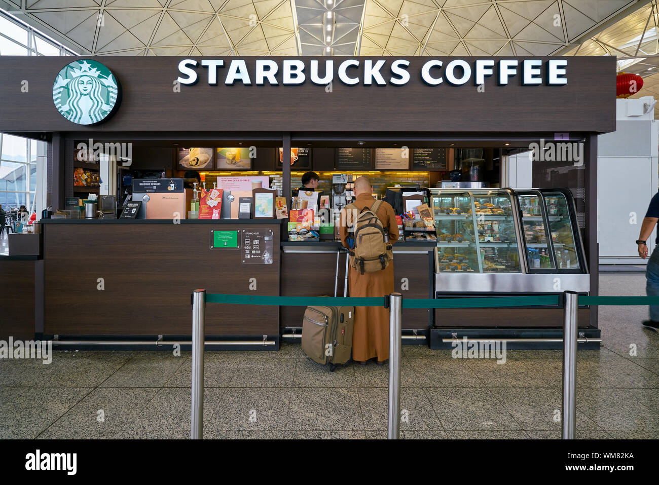 HONG KONG, CHINA - CIRCA FEBRUARY, 2019: Starbacks Coffee in Hong Kong International Airport ...