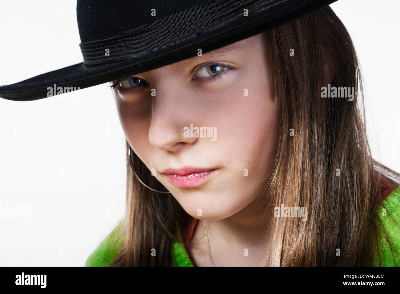 studio portrait of a pretty, eleven years old girl Stock Photo - Alamy
