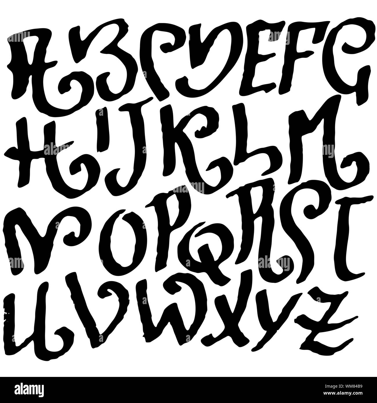 Hand drawn brush font. Modern brush lettering. Grunge style alphabet ...